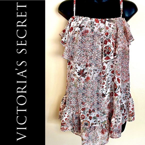 Victoria's Secret | Tops | Nwt Victorias Secret Ruffle Boho Floral ...